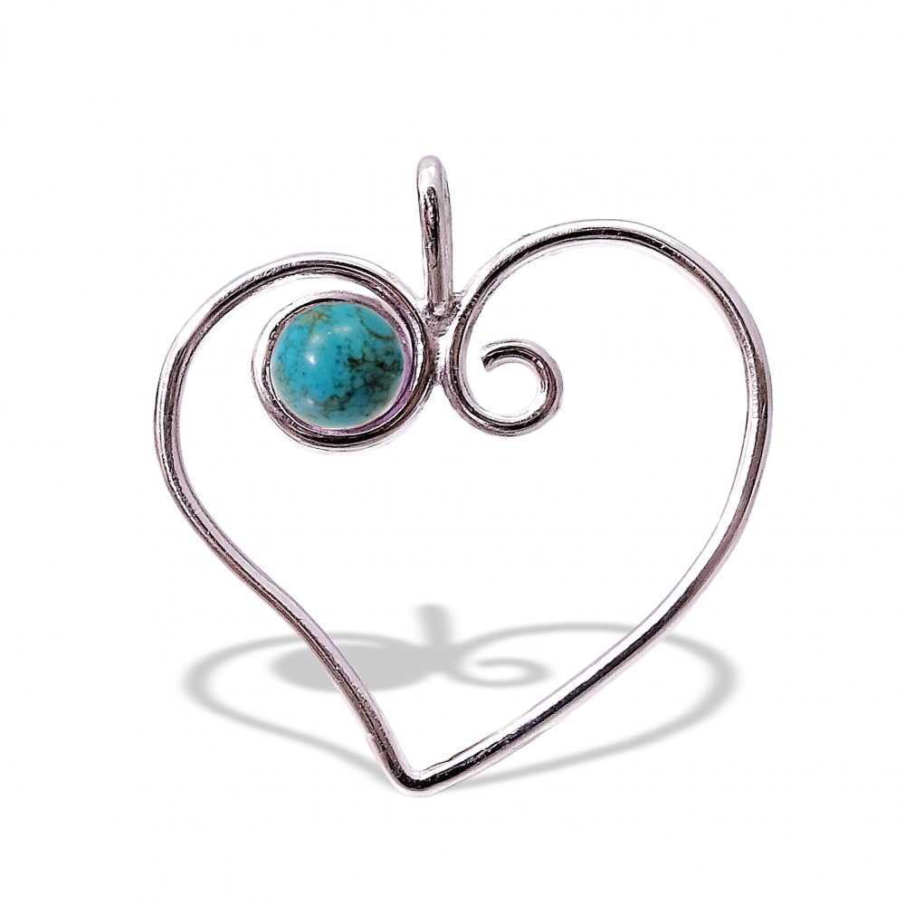 Colgante Corazón Turquenita y plata 1ª ley