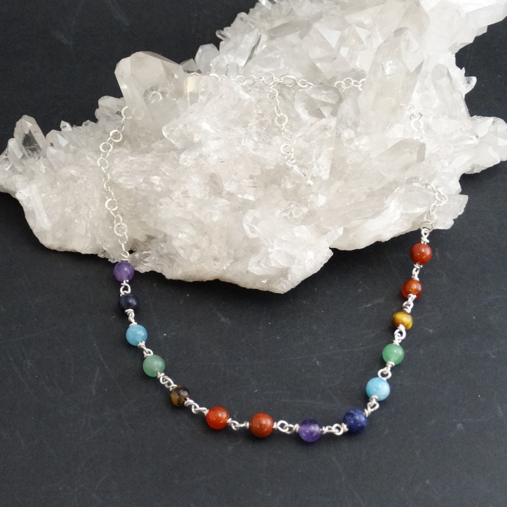 Collares de los 7 chakras y plata de 1ª ley 925 mm.