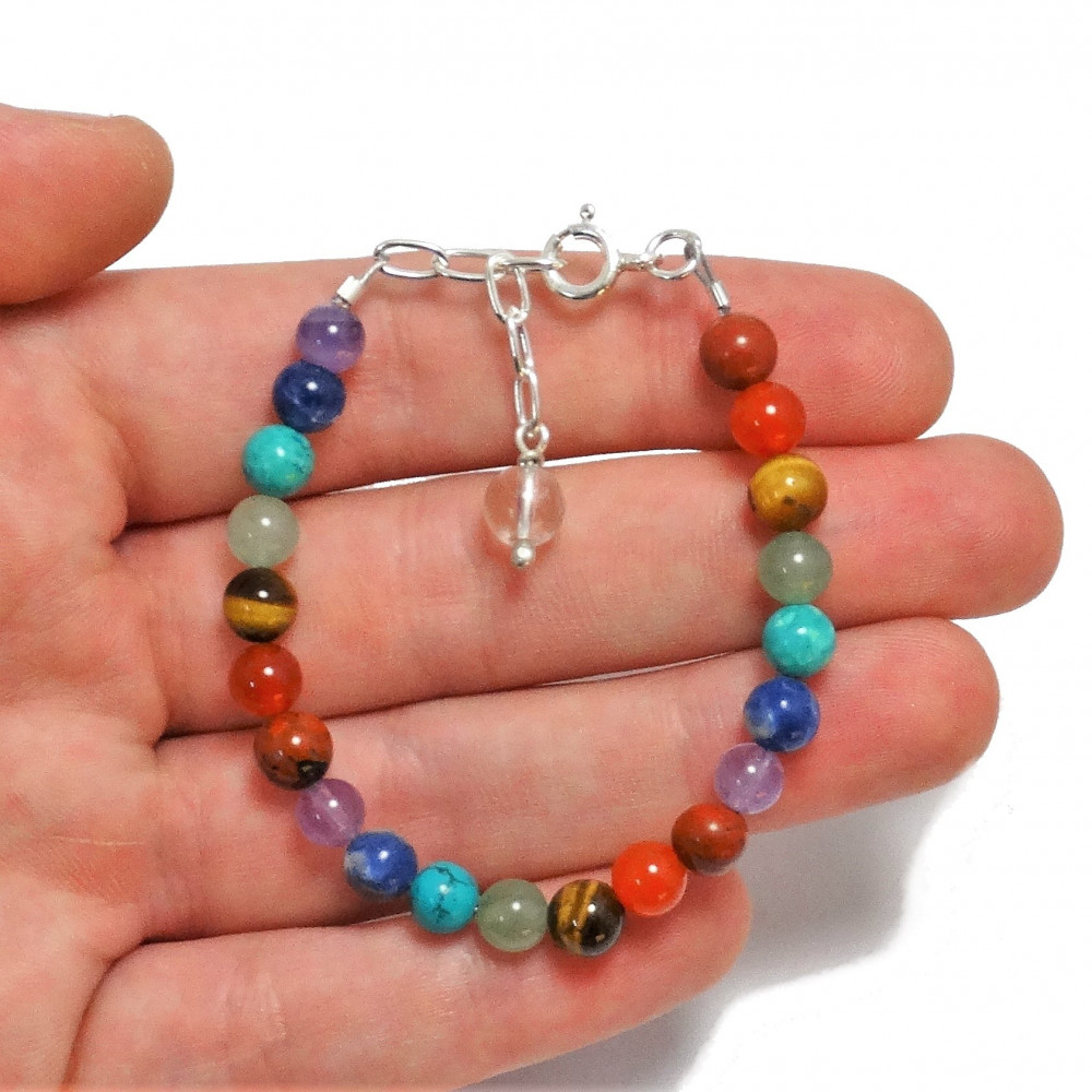 Pulseras de los 7 Chakras realizadas con Piedras Semipreciosas y plata ...